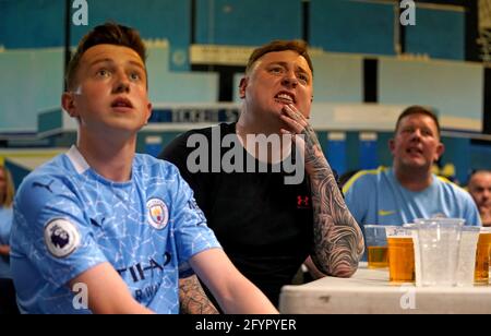 Manchester City fans at the Mary Ds Pub during the UEFA Champions ...