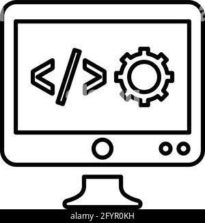 Custom coding symbol Programming vector icon isolated on white ...