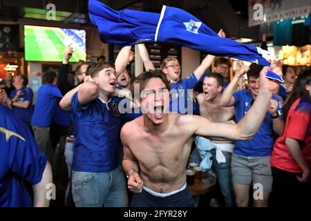 Chelsea fans in The Chelsea Pensioner Pub before the Premier League ...