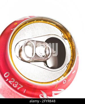 tin can, lid with open lock isolated on white background Stock Photo ...