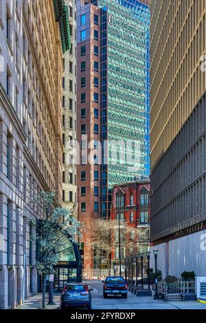 Plaza view: Contrasting colors and styles of Amica Building, Turk's ...