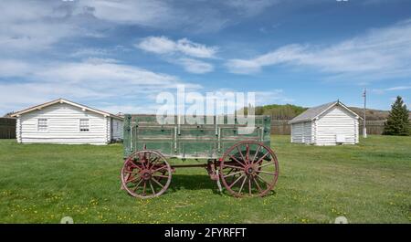 Maple Creek, Saskatchewan, Canada – May 27, 2021: Log buildings and ...
