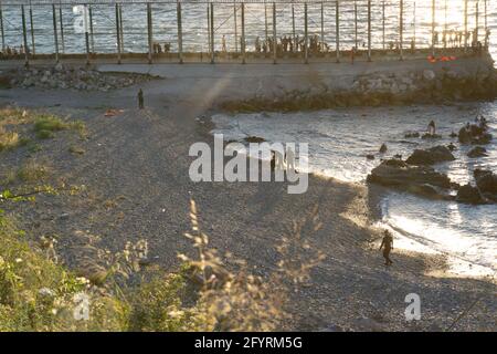 CEUTA, SPAIN - May 17, 2021: Massive entry of moroccan immigrants on ...
