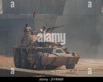 Abu Dhabi, UAE - Feb.20.2013: South African G6 Rhino mine-protected ...