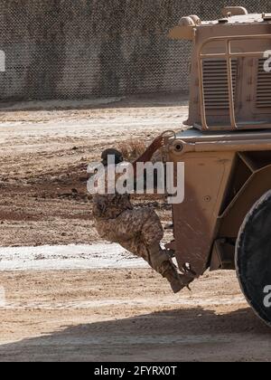 Abu Dhabi, UAE - Feb.20.2013: South African G6 Rhino mine-protected ...