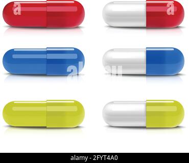 Red Medical pill on a transparent background. Virus capsule. The ...