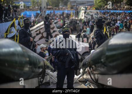 A Palestinian fighter of Al-Quds brigades, the military wing of ...