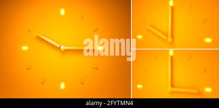An orange clock showing quarter past nine Stock Photo - Alamy