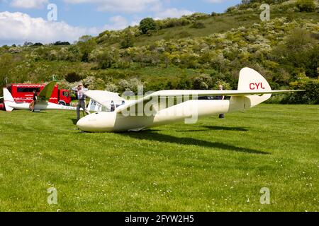 Vintage Goppingen Minimoa glider at the London Gliding Club, based at ...