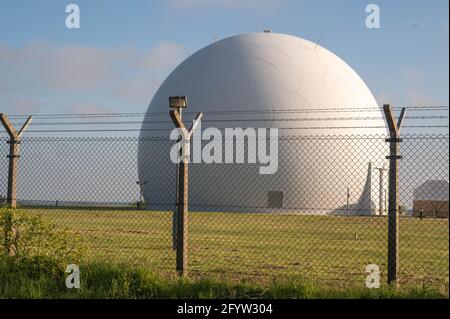 The white radar dome at Remote Radar Head (RRH) Benbecula in the Outer ...