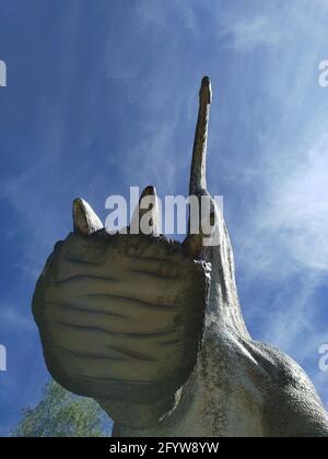 Diplodocus (Diplodocus), erect against blue sky Stock Photo - Alamy