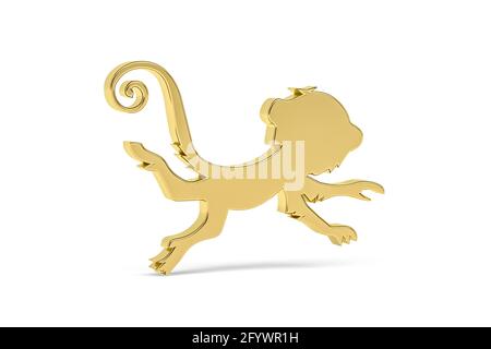 Golden 3d monkey icon isolated on white background - 3d render Stock ...