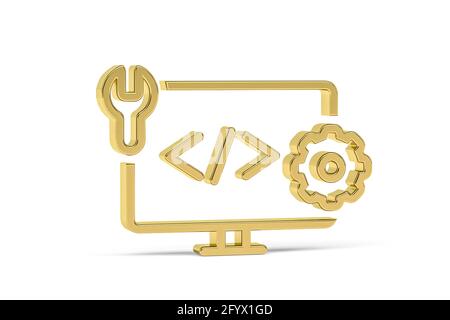 Golden 3d developer icon isolated on white background - 3D render Stock ...
