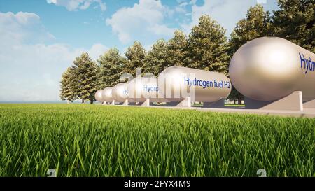 H2 hydrogen station Modern equipment Ecology concept industry storage ...