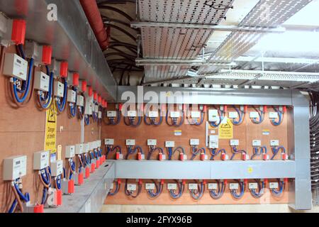 Underground meter room with mix of dumb and smart meters Stock Photo ...