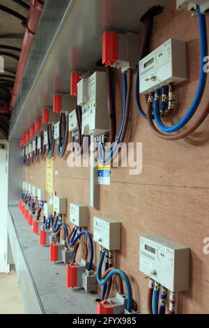 Underground meter room with mix of dumb and smart meters Stock Photo ...