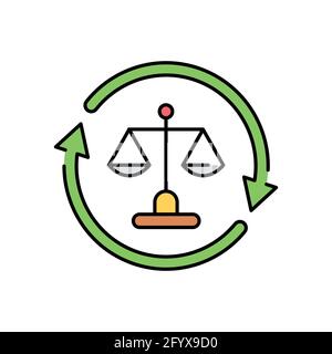 Reduced inequalities color icon. Corporate social responsibility ...