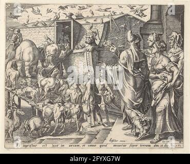 Depiction of Noah and the animals entering the ark, part of the MET ...