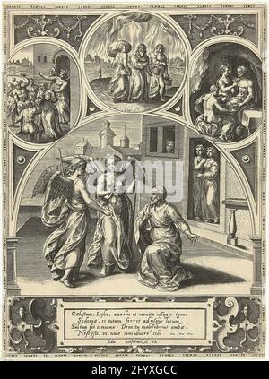 Fire of Sodom, Lot with his daughters (Genesis 19:30-35). Bles, Herri ...