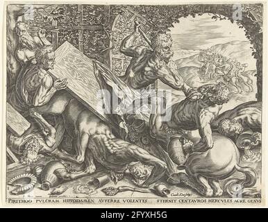 Hercules prevents the roof of Hippodamia by the centaurs; Working from ...