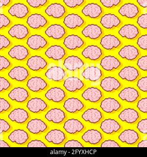 Brain pixel art 8 bit. Brains pixelated. vector illustration Stock ...
