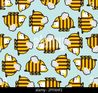 Pixel 8 bit bee. Animal game assets in vector illustration Stock Vector ...