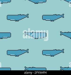 Sperm whale pixel art 8 bit. pixelated cachalot big whale 8bit Stock ...