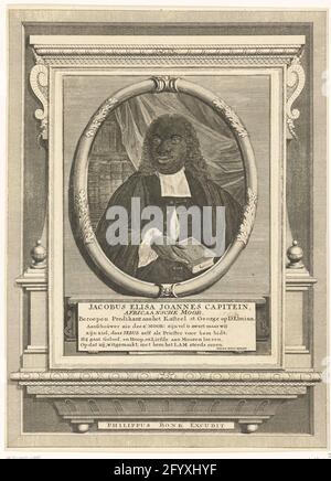 Portrait of preacher Jacobus Elisa Johannes Capitein; Jacobus Elisa ...