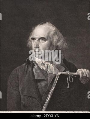 Portrait of Hubert Robert with drawing folder, Simon Charles Miger ...