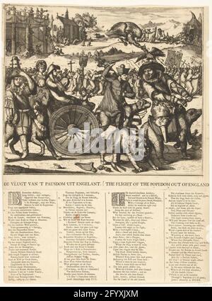 The flight of Papacy from England, 1689, 1689 print The flight of the ...