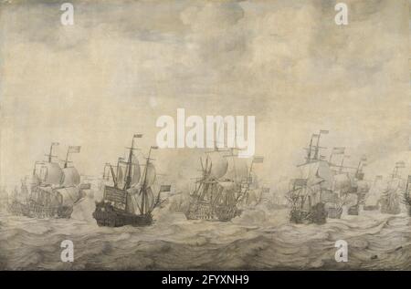 The Four Days' Naval Battle between The Dutch and English Fleets, 1666 ...
