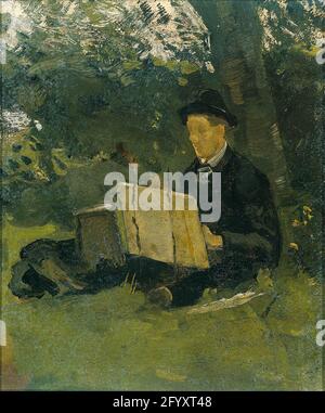 Jan Verkade (1868-1946) Painting under a Tree at Hattem, 1891 Stock ...