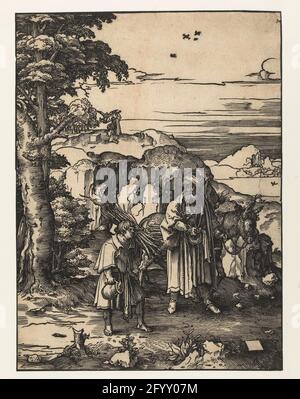 An angel stops Abraham who is just about to sacrifice his son Isaac ...