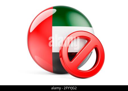 United Arab Emirates flag prohibited no entry symbol. 3D Rendering ...