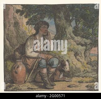 Boy under a tree with a dog and a jug, Anthony Andriessen, 1756 - 1813 ...