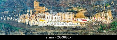 Buddhas in Cliff at Akauk Taung Panorama, Myanmar Stock Photo - Alamy