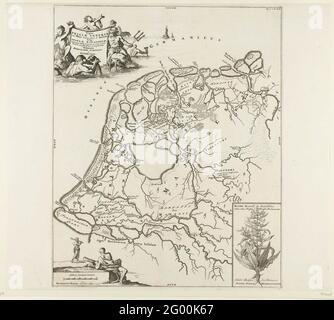 Historical map of the Netherlands with the areas of the Batava and ...