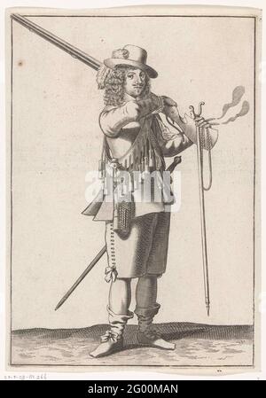 Soldier with a musket who takes his wick (no. 6), ca. 1600, 1597 - 1608 ...