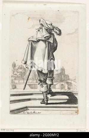 French nobleman, seen on the back, dressed according to the fashion of ...