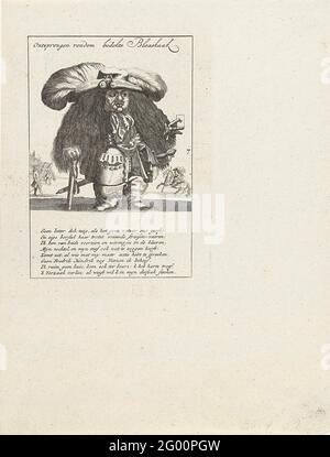 Dwarf as an officer with a large feather hat and a playing card in hand ...