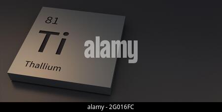 Thallium, on periodic table of elements. Post-transition metal with ...