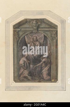Design for an altarpiece with Madonna and two saints, Enea Salmeggia ...