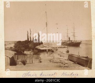 Station in the Suez Canal, Kantara, Egypt, View of a mooring and on the ...