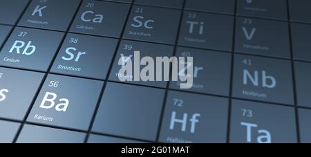 element in spherical form. 3d illustration on the periodic table of the ...