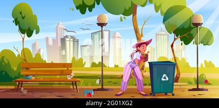 Save environment, clean park, garden vector illustration. Cartoon happy ...