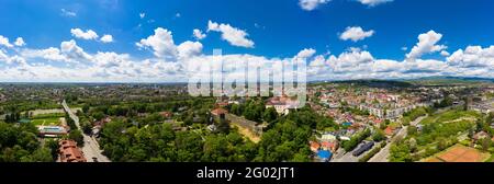 Uzhgorod city Ukraine aerial panorama view near the Uzh river Stock ...
