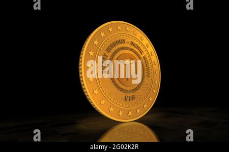 Neo altcoin cryptocurrency symbol gold coin on green screen background ...