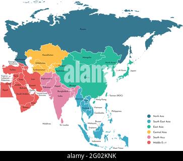 ASIA MAP WITH THE NAME OF THE COUNTRIES illustration vector - Vector ...