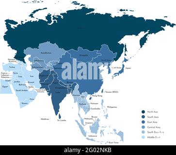 ASIA MAP WITH THE NAME OF THE COUNTRIES illustration vector - Vector ...