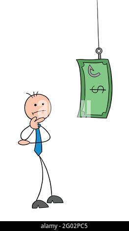 Stickman businessman character confused, vector cartoon illustration ...